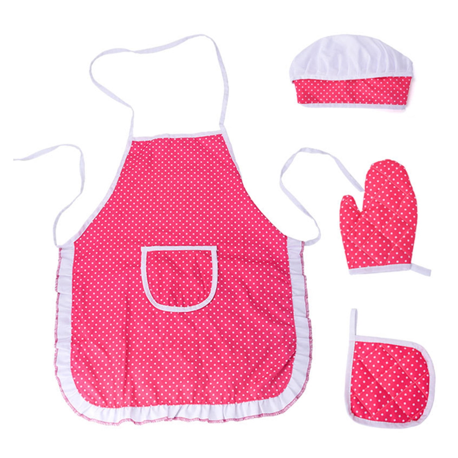 Child Cooking Apron Chef's Hat Baking Gloves Potholder Set Kitchen ...