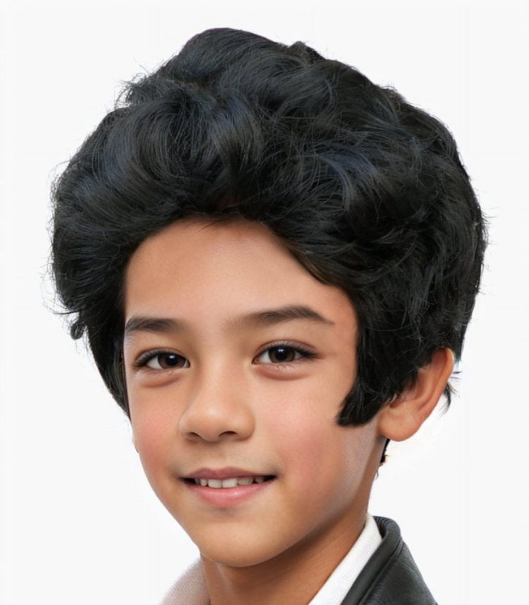 Child Costume Wig Black Pompadour Sideburns Kids Rock Roll 50s 60s 70s ...