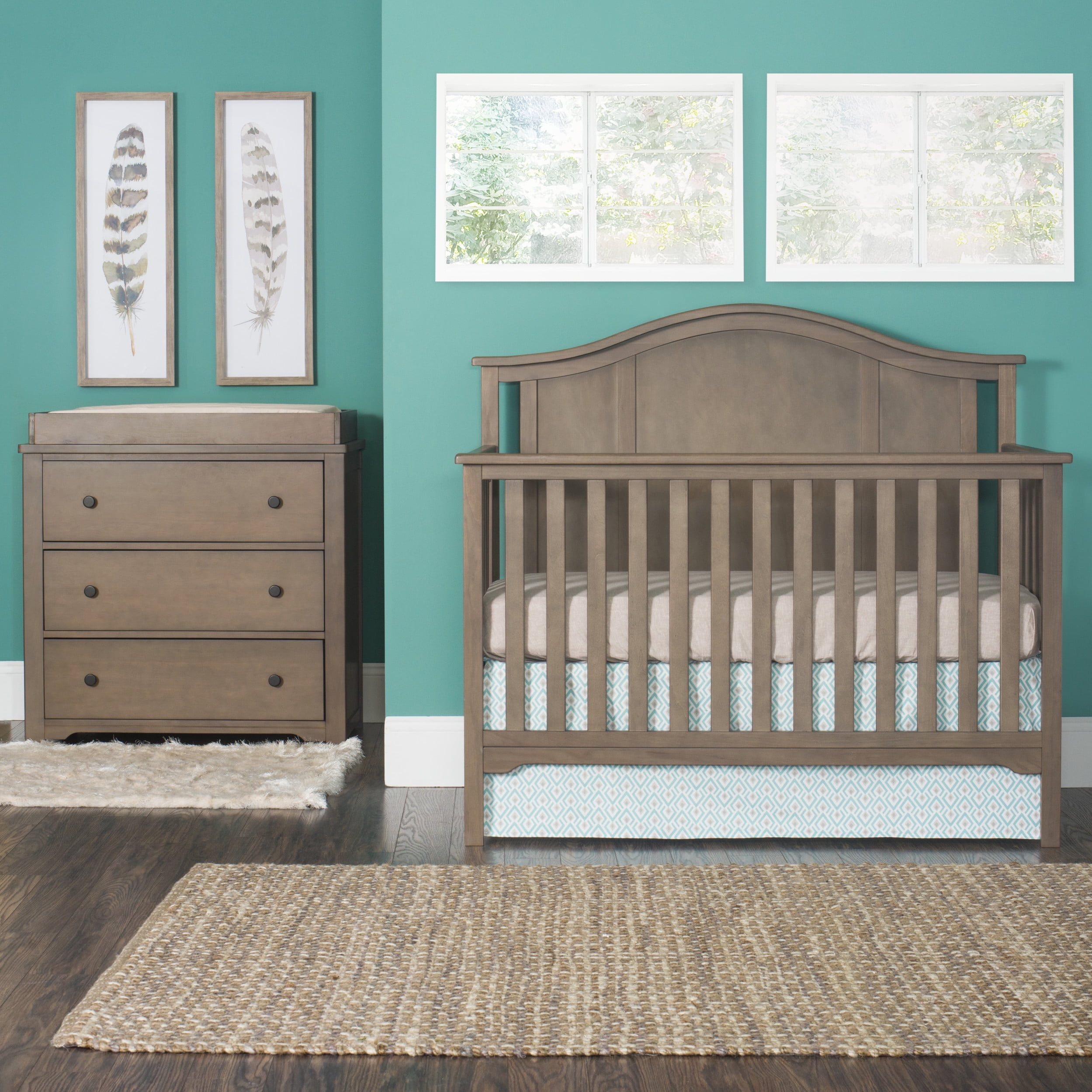 Child Craft Cottage Arch Top Crib and Dresser Nursery Set, 3-Piece ...