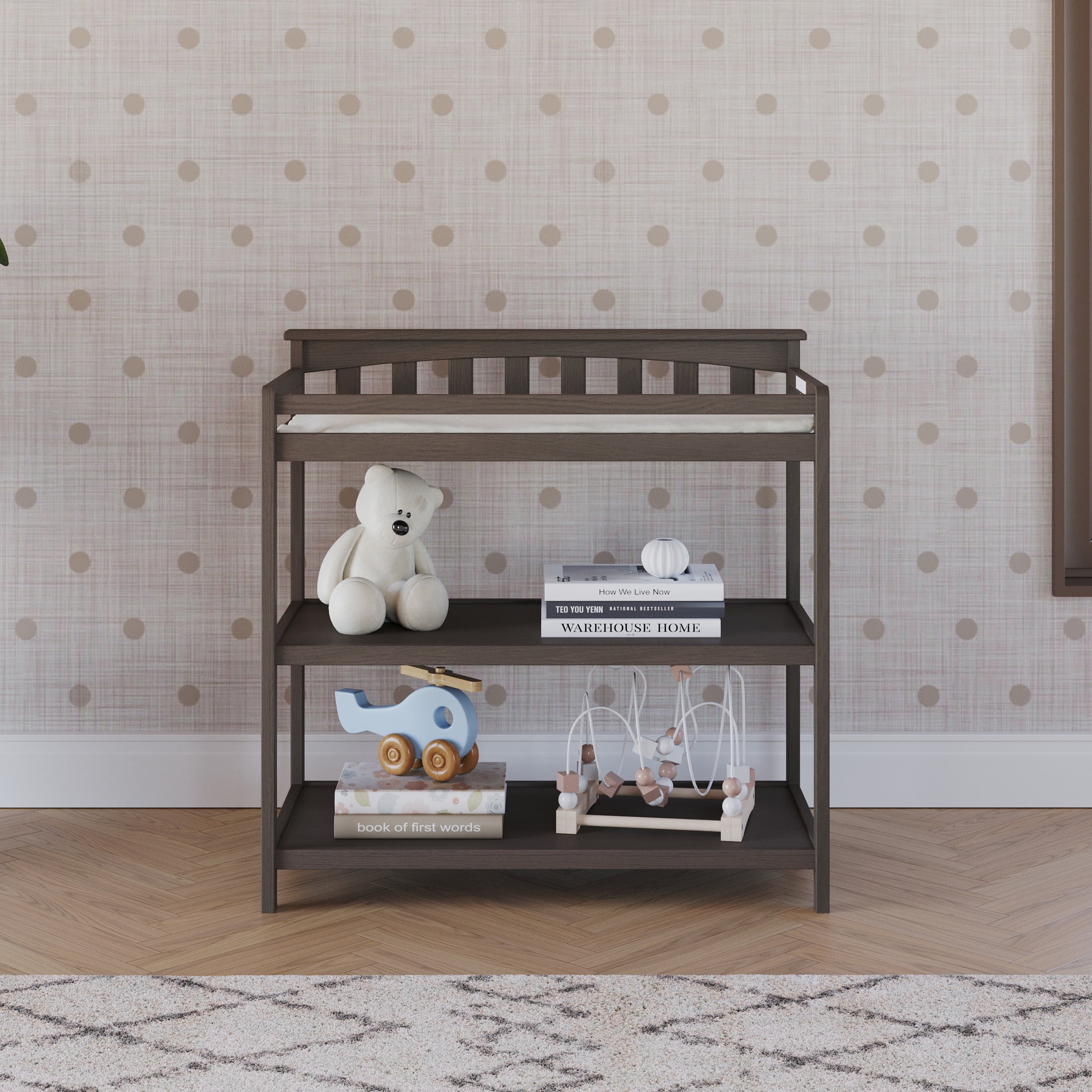 Child Craft Flat Top Changing Table with Shelves, Dapper Gray - Walmart.com