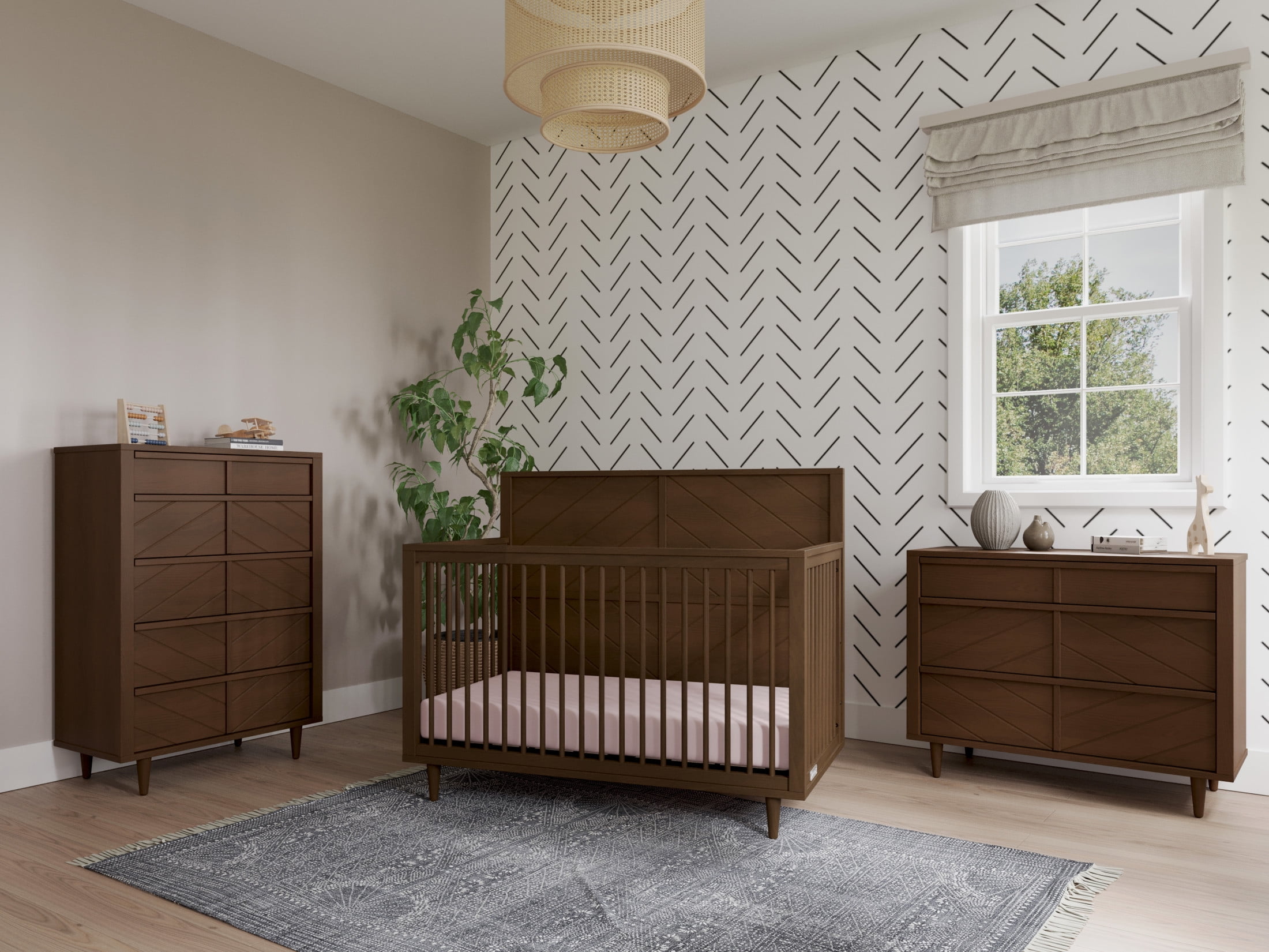 Child Craft Surrey Hill Nursery Set 3 Piece Includes 4 in 1 Convertible Crib Dresser and Chest Toasted Chestnut