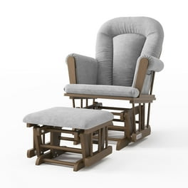 CoSoTower Nursery Glider Rocking Chair with Ottoman Thick Padded Cushion Seating and Wood Base Cream White Walmart