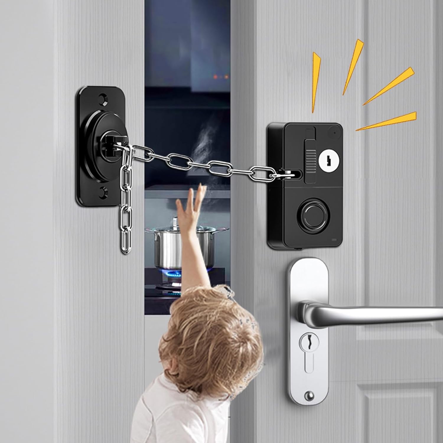 Child Door Lock with Abnormal Alarm (Black 2Pack),Door Locks for Kids ...