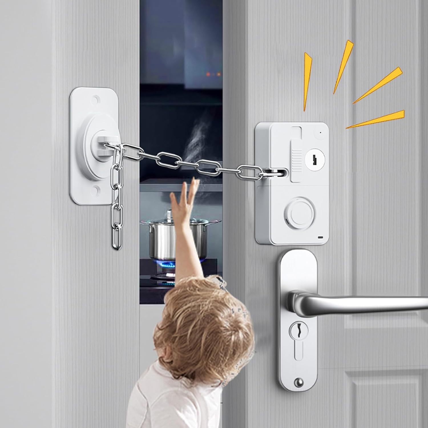 Child Door Lock with Abnormal Alarm (White 2Pack),Door Locks for Kids ...
