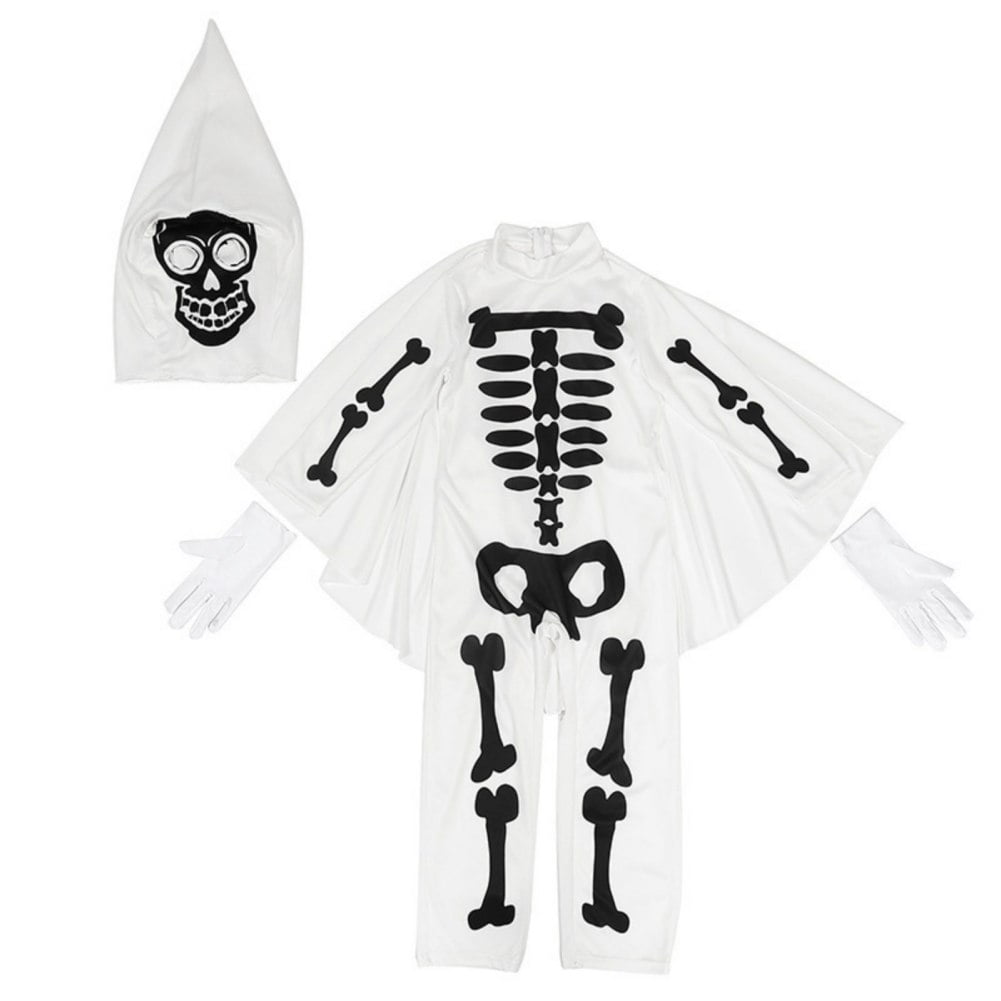 Child Funny Wacky Skeleton Jumpsuit Cape, Halloween Costume with Hood ...