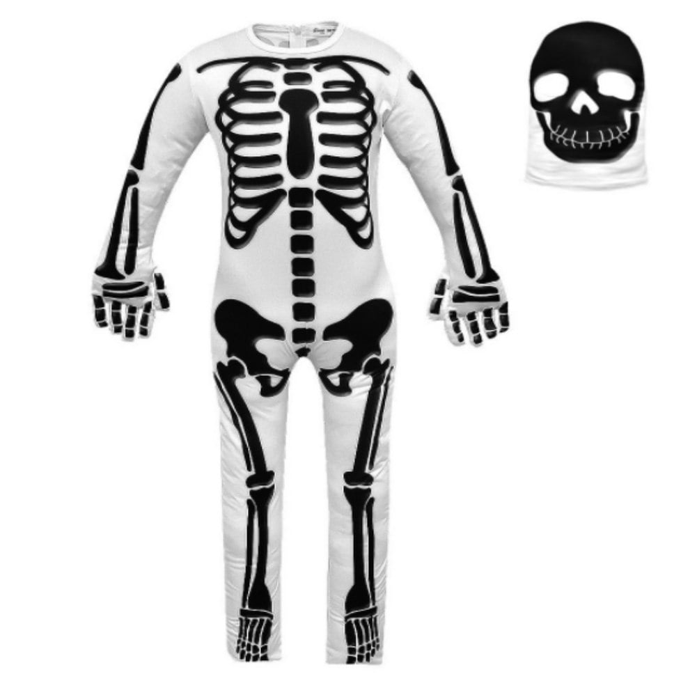 Child Funny Wacky Skeleton Jumpsuit Cape, Halloween Costume with Hood ...