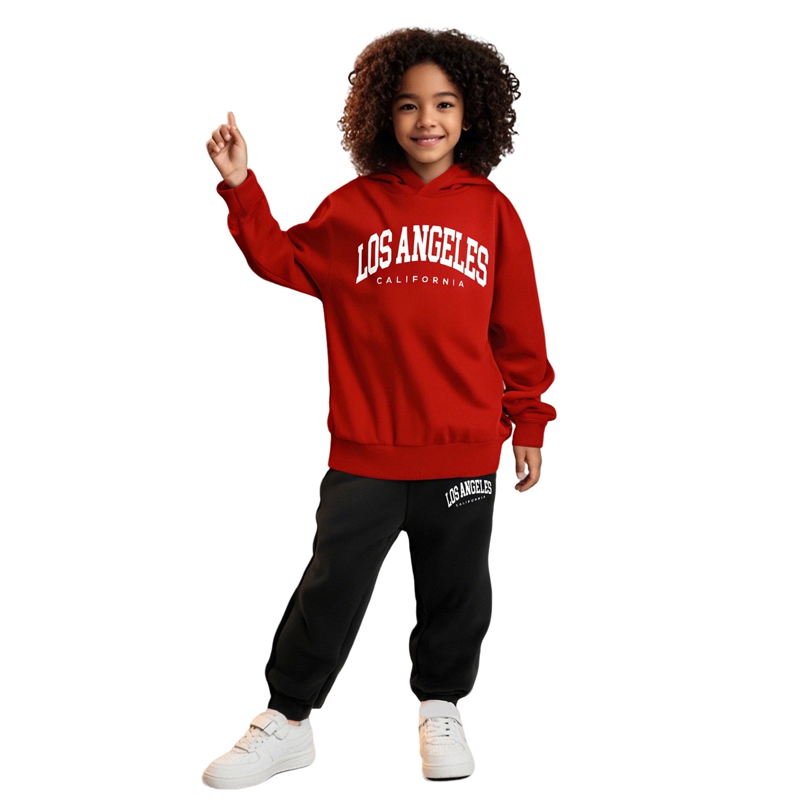 Child Girls Boys Sweatsuit Set 2 Piece Long Sleeve Red Hoodie ...