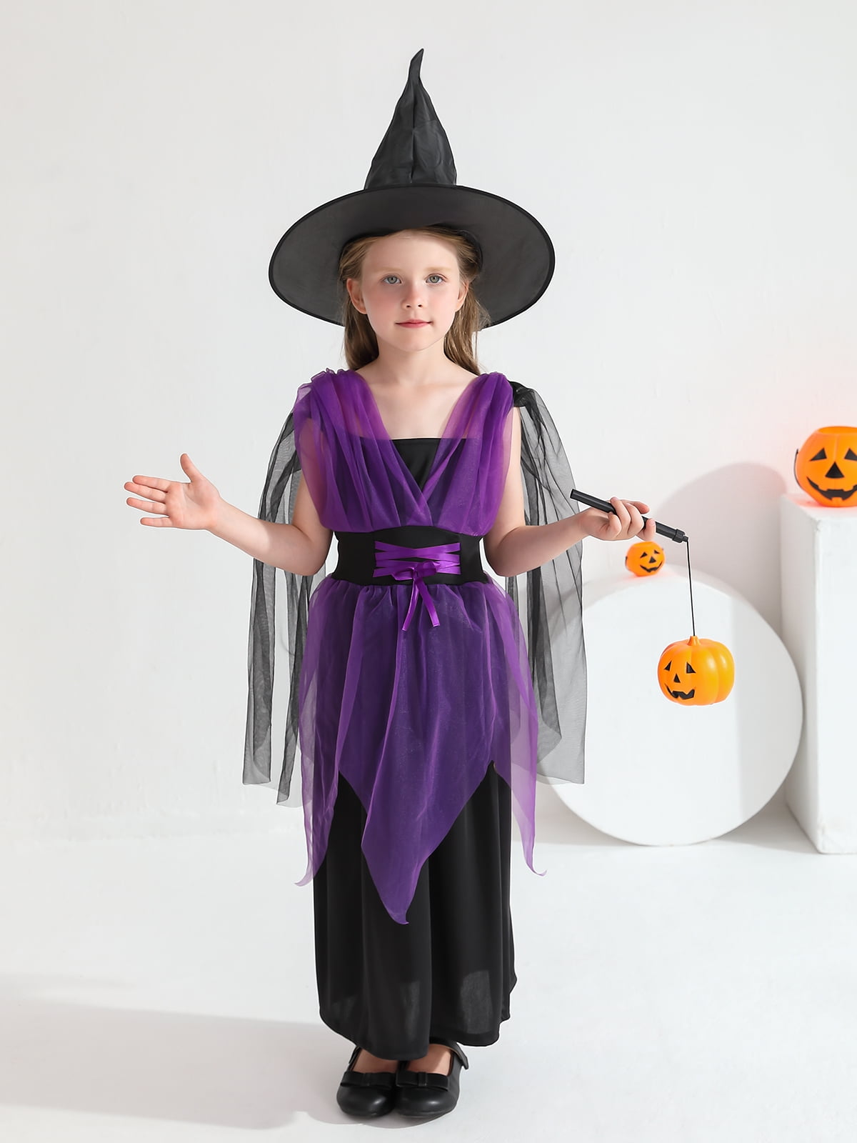 Toddler Girls Wicked Witch Fancy Dress Halloween Costume Set, Purple, 3 ...