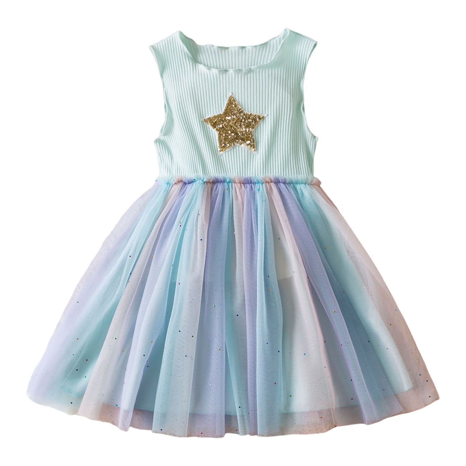 Child Girls Tulle Pageant Dress Party Flowers Prints Sleeveless Gown ...