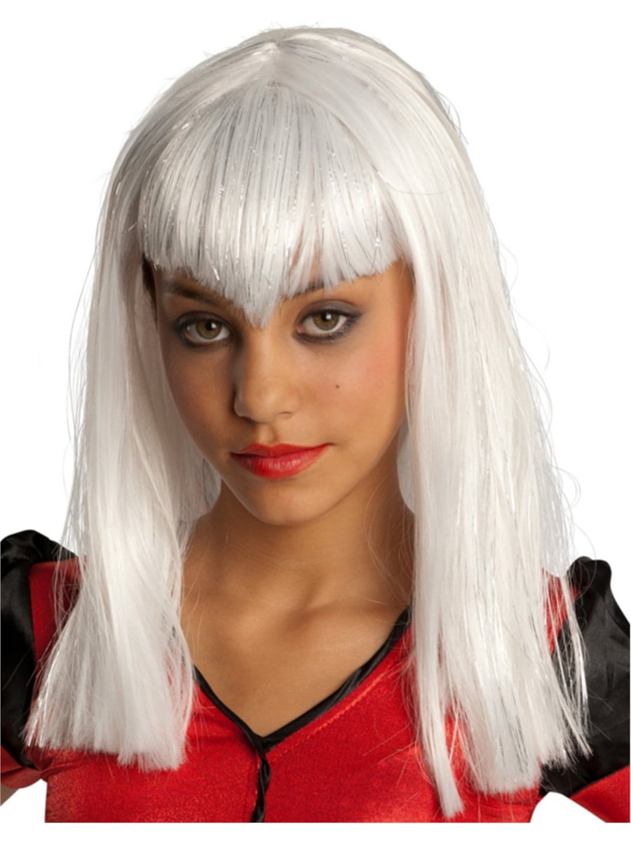 Child Girls White Glitter Vamp Vampire or Princess Costume Wig ...