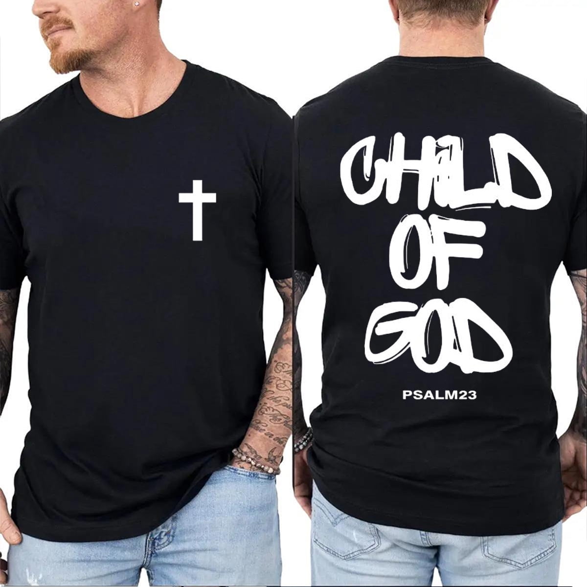Child of God Double Sides T-Shirt, Minimalist Christian Cross Tee with ...