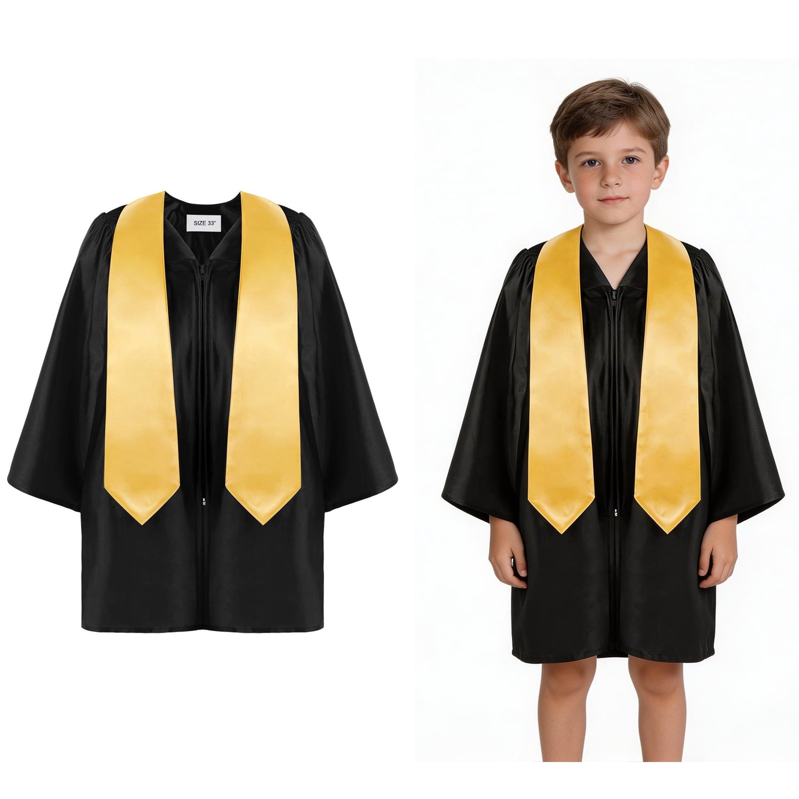 Child Grad Gowns Primary School Graduation Stole Black Graduation Gown ...