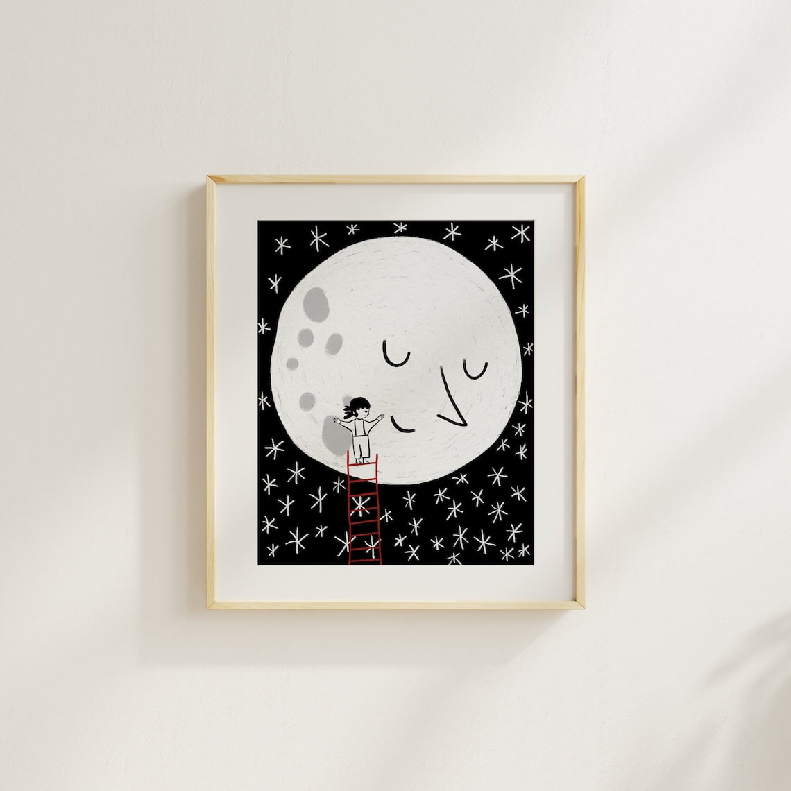 Child Hugging Moon Poster - Inspiring Imagination And Love For Universe ...
