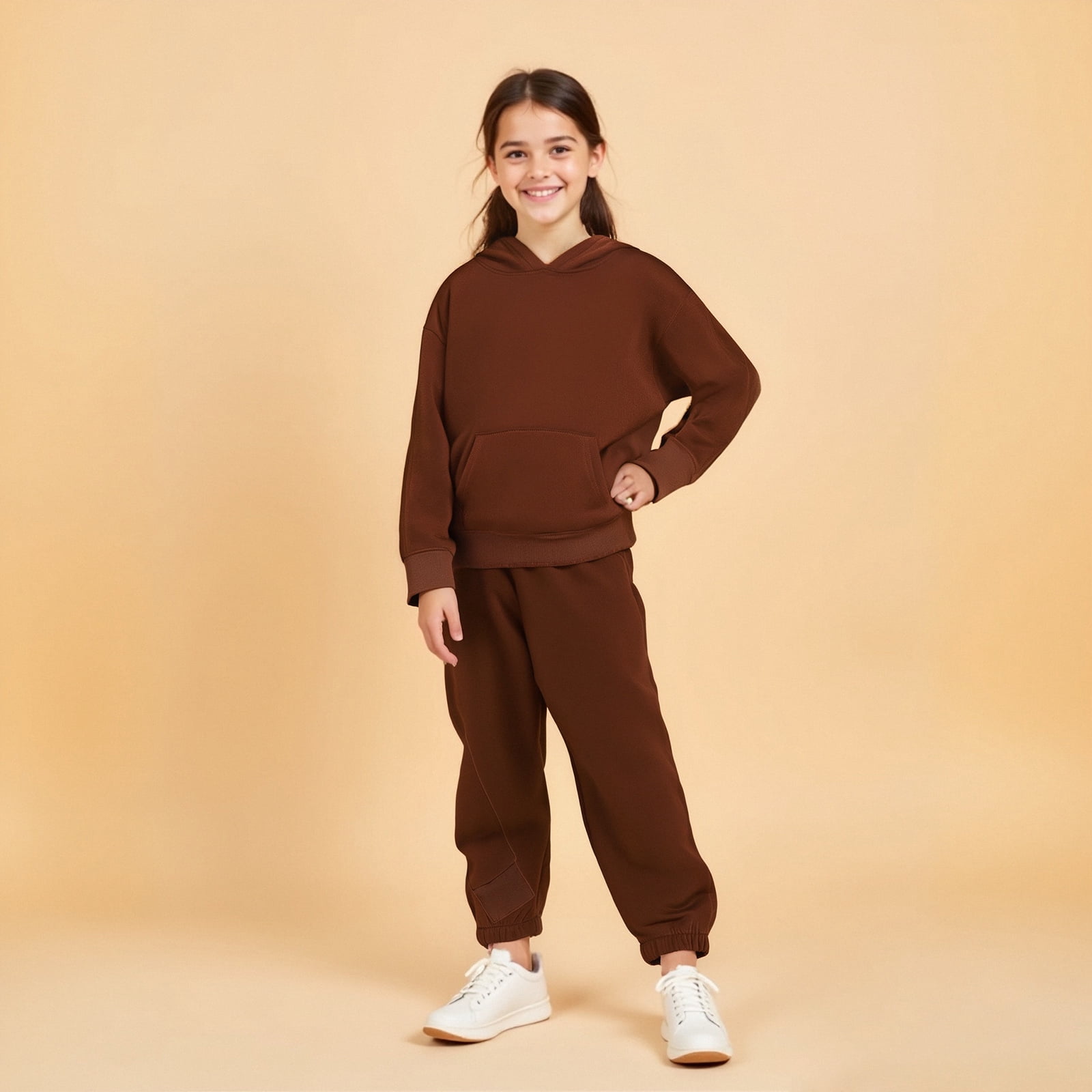 Child Kids Sweatsuit Set for Girls 2PC Long Sleeve Coffee Pullover ...