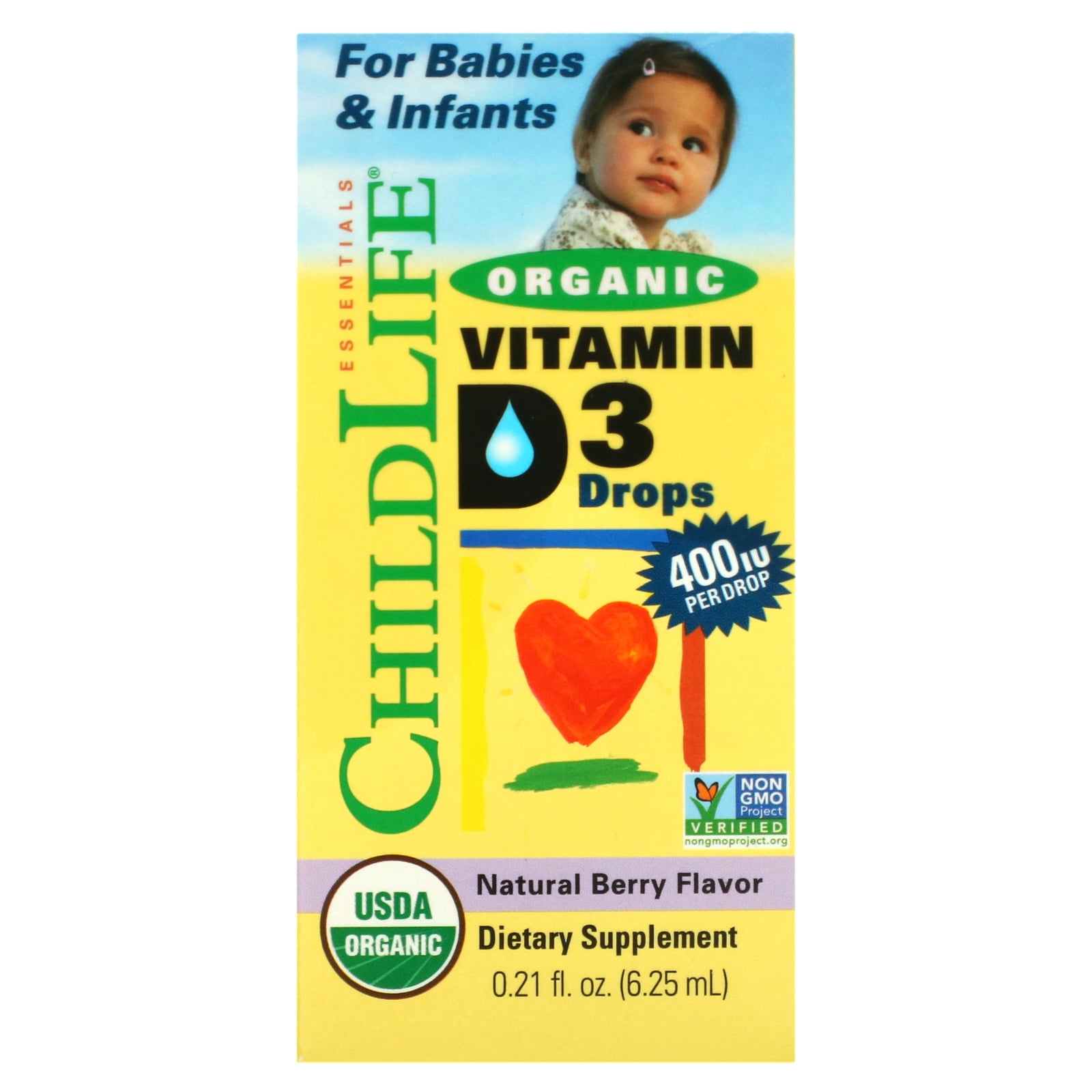 Child Life Organic Vitamin D3 Liquid, Natural Berry, .338 Oz Liquid ...