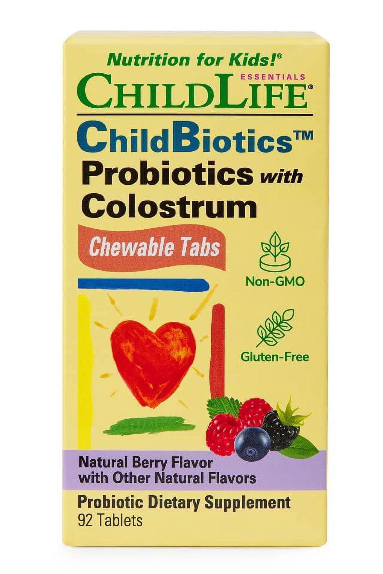 Child Life Probiotics Plus Colostrum Chewable Tablets, Mixed Berry ...