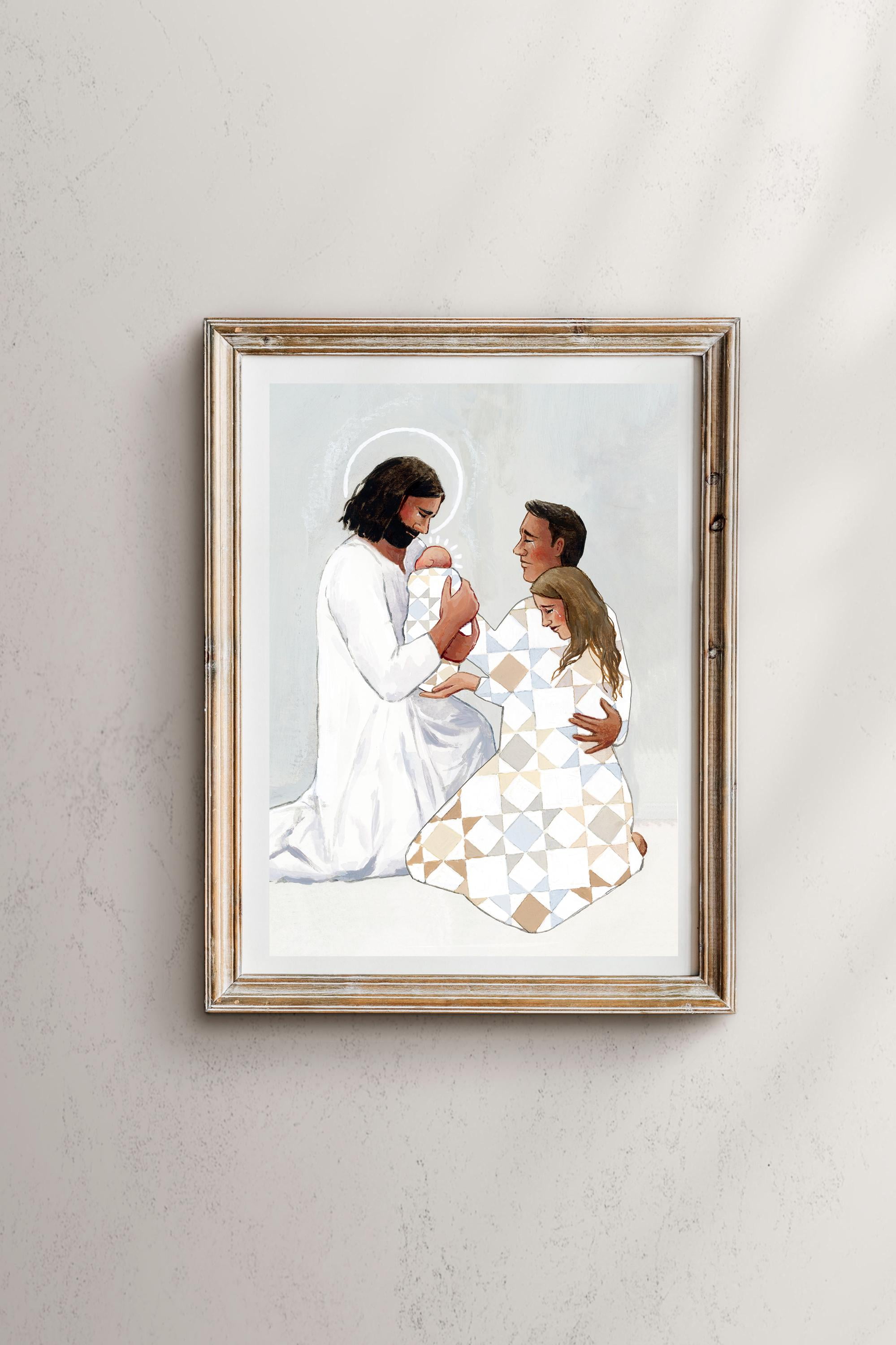Child Loss Art Print: 'For Safekeeping' Jesus Christ Artwork Warm ...