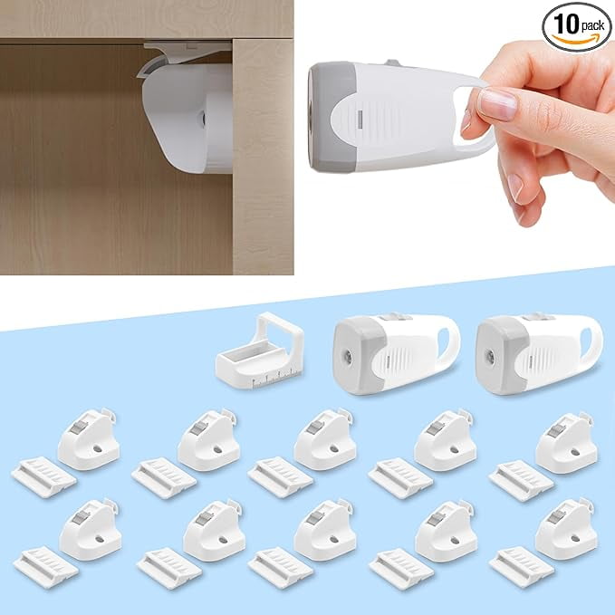 Child Magnetic Cabinet Locks (10 Locks and 2 Keys) -Baby Proofing ...