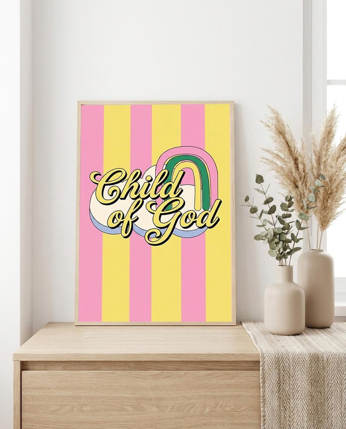 Child Of God Christian Wall Art Print, Vintage Striped Faith Poster ...