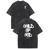 Child Of God Print Tshirt Washed Black Graphic Tees Shirts S-2XL ...