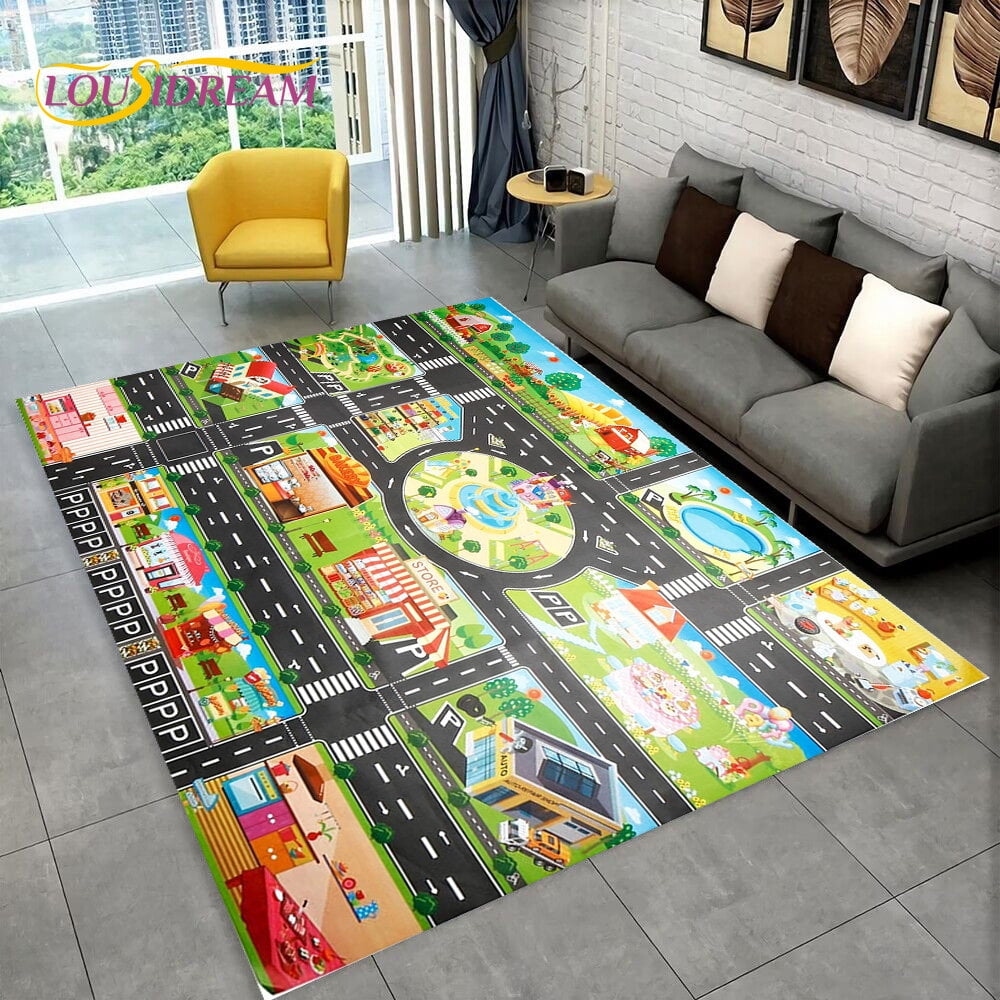Child Playmat Highway Simulated City Traffic Playroom Area Rug Carpet ...