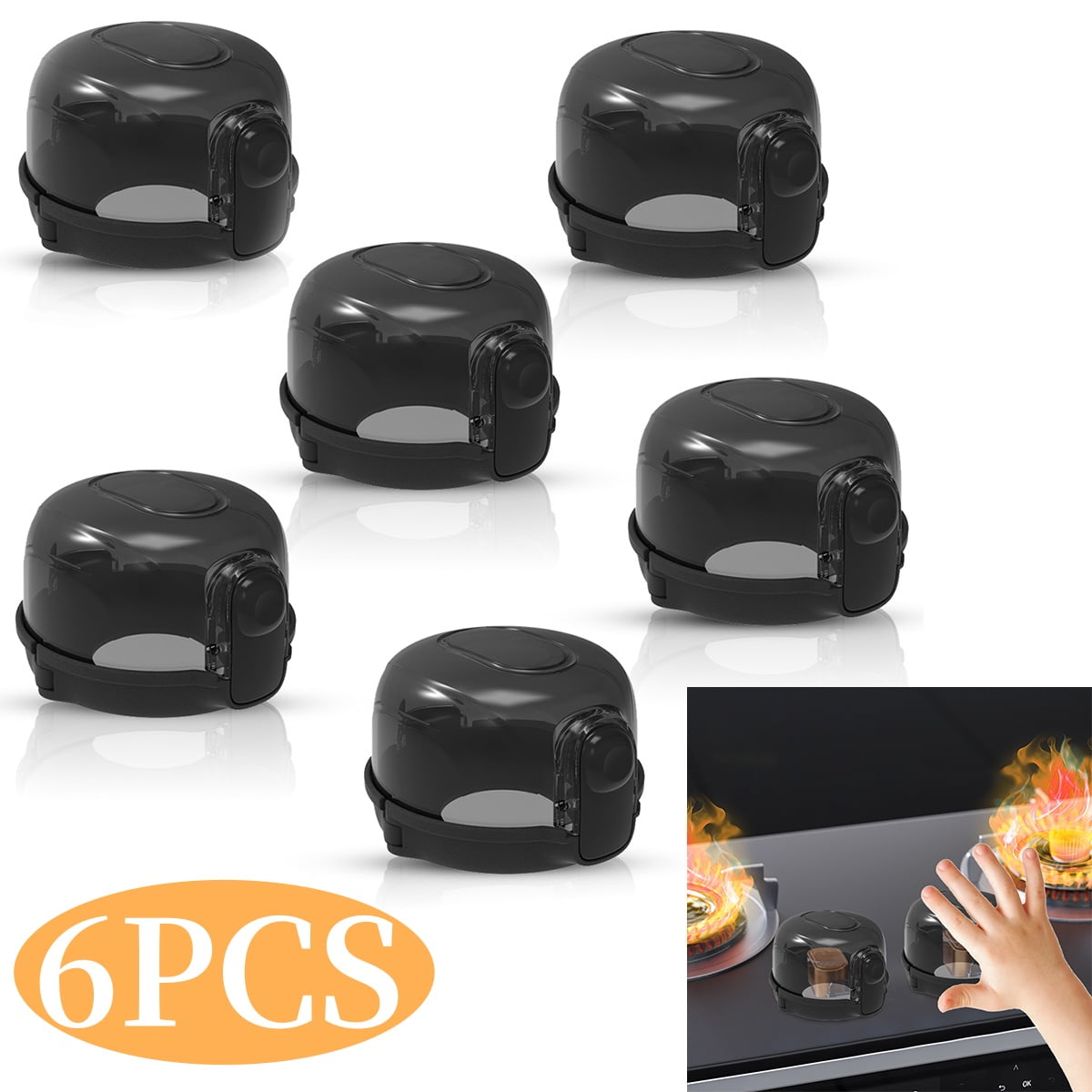 Proofing Clear Gas Stove Knob Covers - 6 Pack, Universal Size, Easy ...