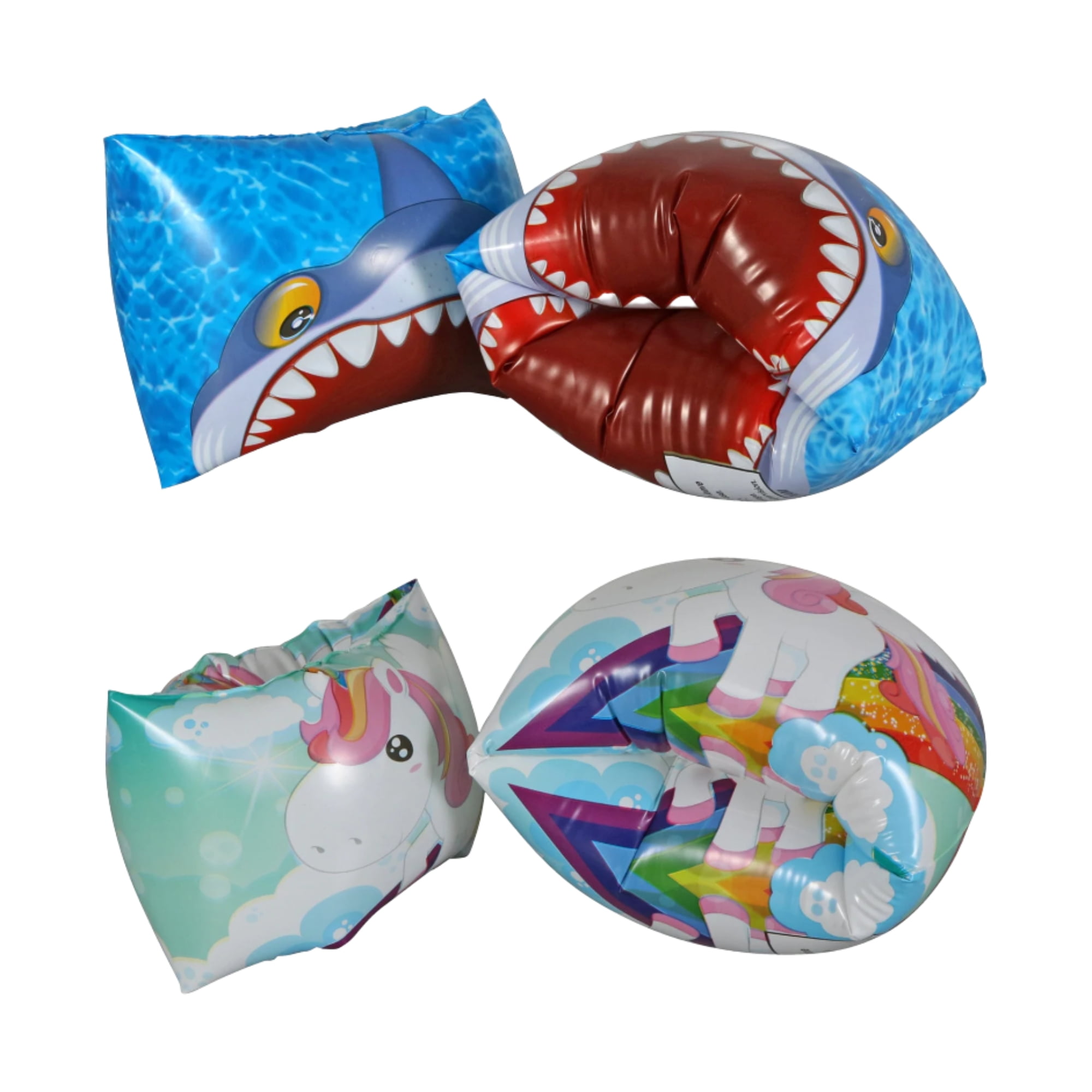 Child Roll-On Inflatable Armbands with Unicorn & Shark Designs for Kids ...