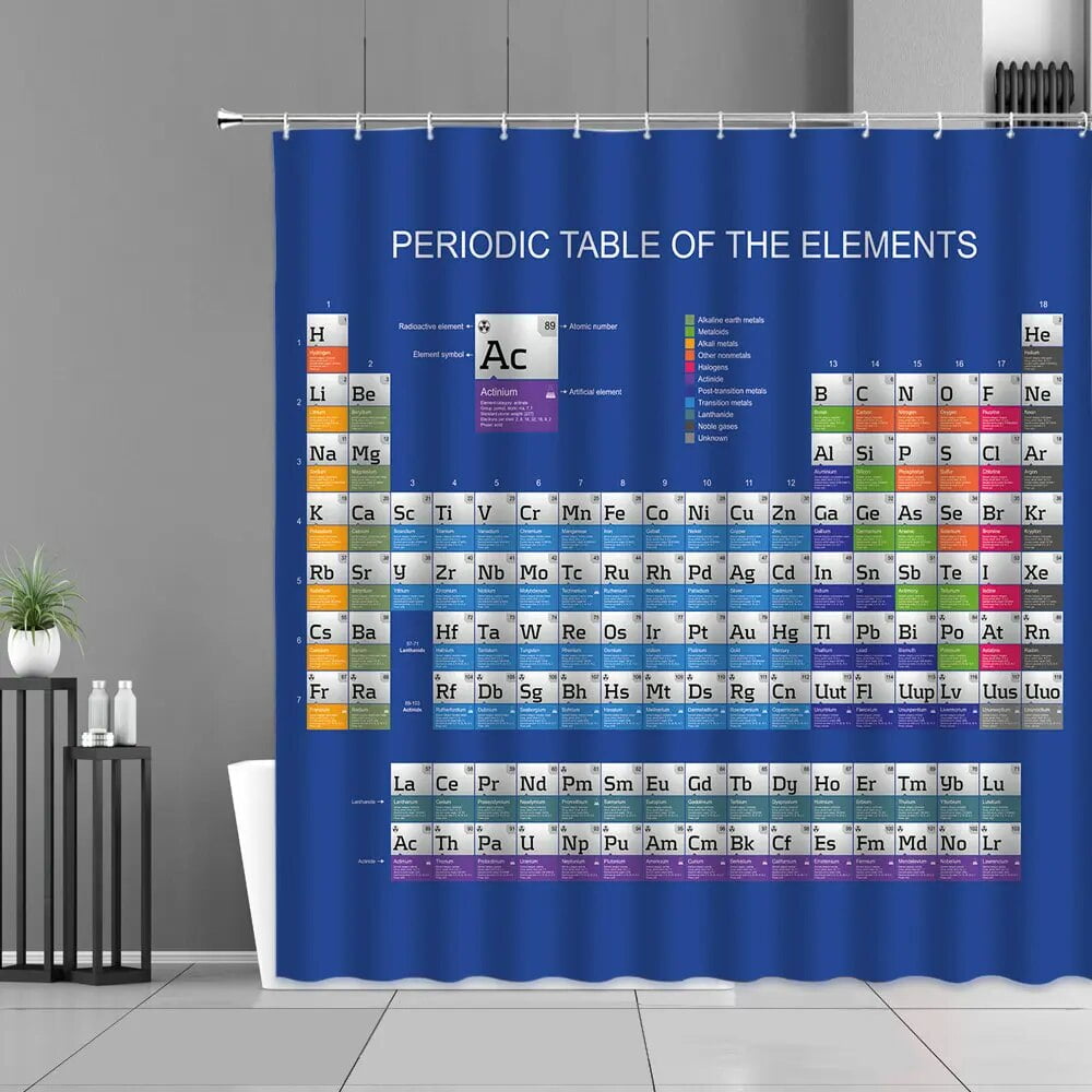 Child Room Shower Curtain Colour Chemical Periodic Table Of Elements ...