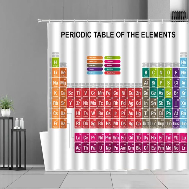 Child Room Shower Curtain Colour Chemical Periodic Table Of Elements ...