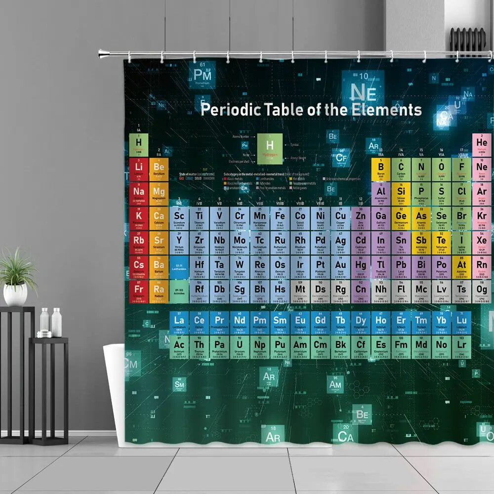 Child Room Shower Curtain Colour Chemical Periodic Table Of Elements ...