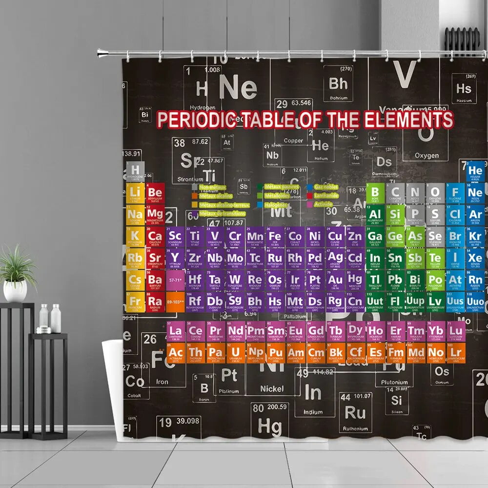 Child Room Shower Curtain Colour Chemical Periodic Table Of Elements ...