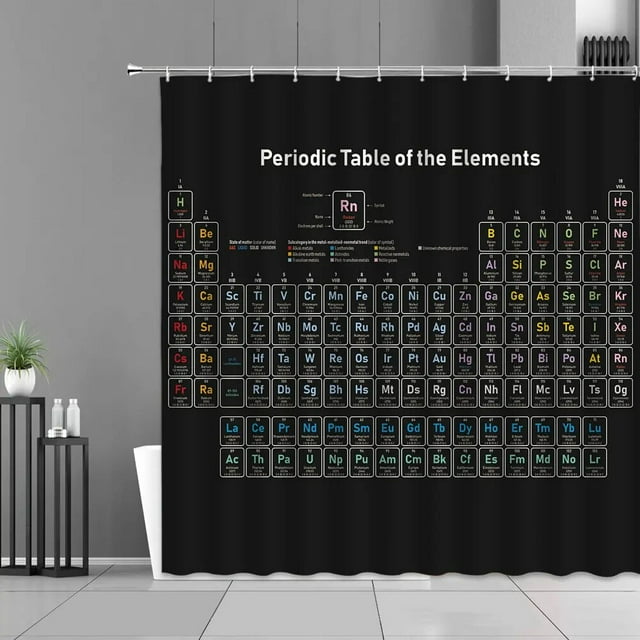 Child Room Shower Curtain Colour Chemical Periodic Table Of Elements ...