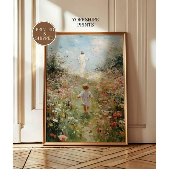 Child Running to Jesus Fine Art Poster, Christian Home Decor ...