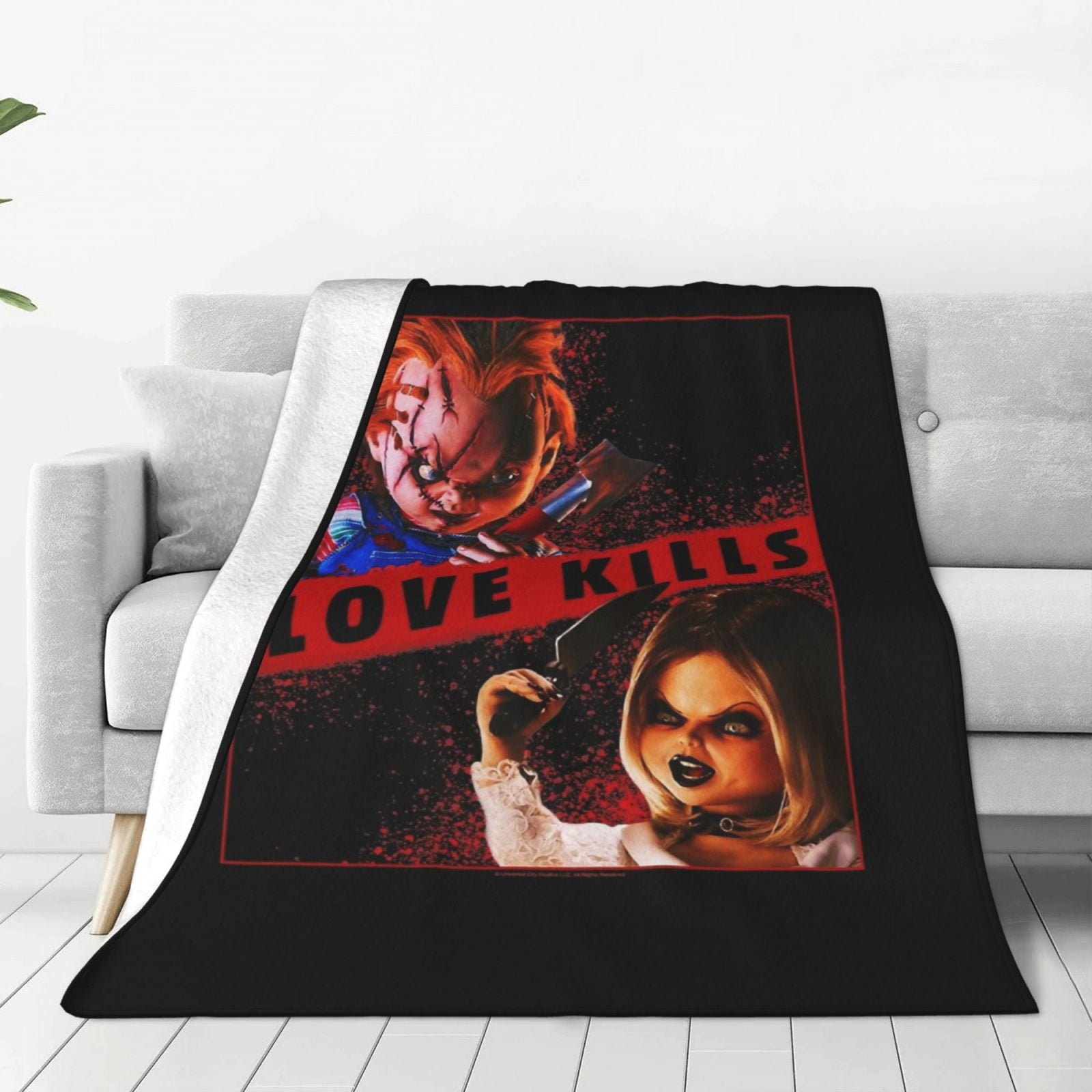 Child'S Play Chucky And Tiffany Love Kills Flannel Blanket Ultra Soft Micro Cozy Throw Blanket ...