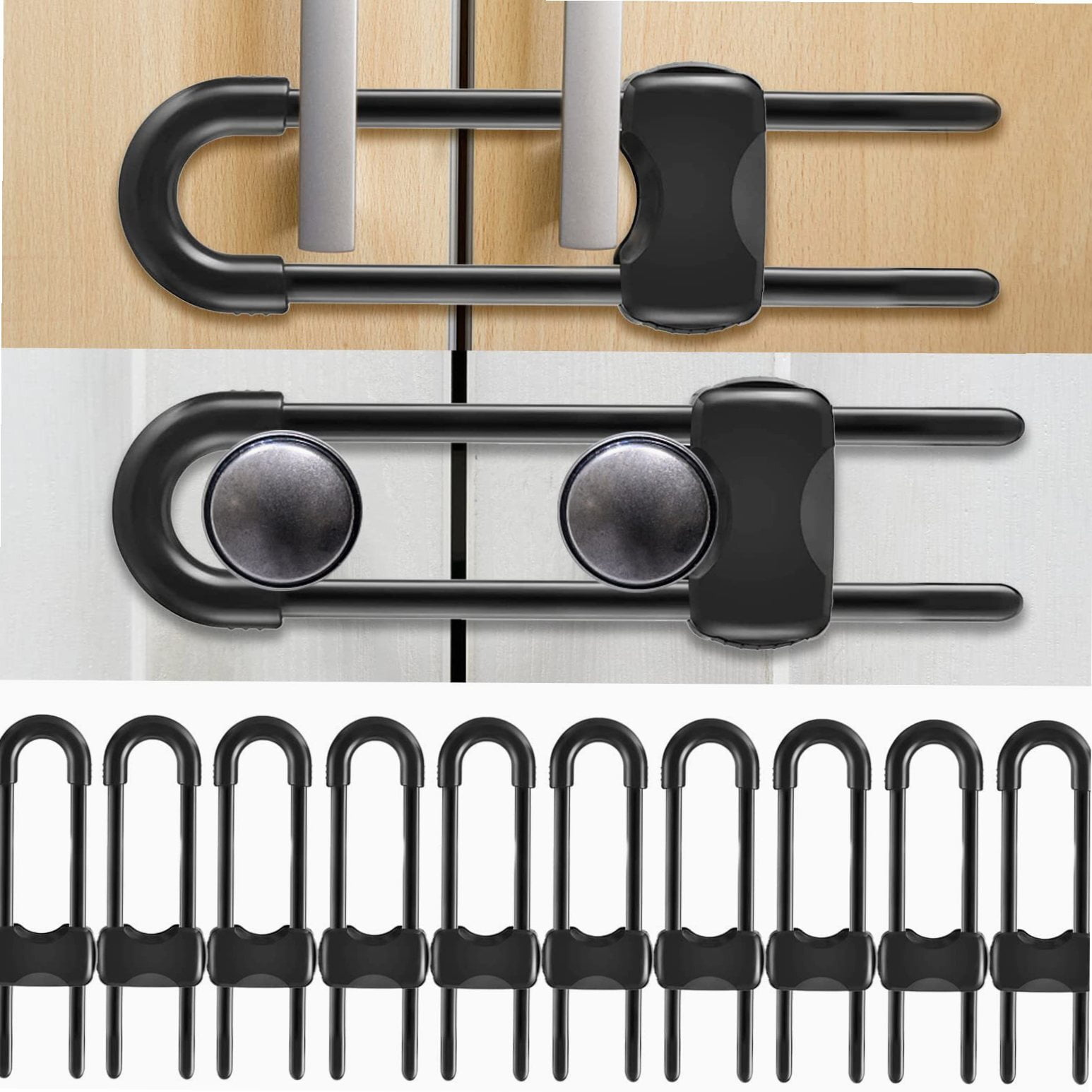 Child Safety Cabinet Locks, 12PCS Odorless Flexible Length Adjustment ...