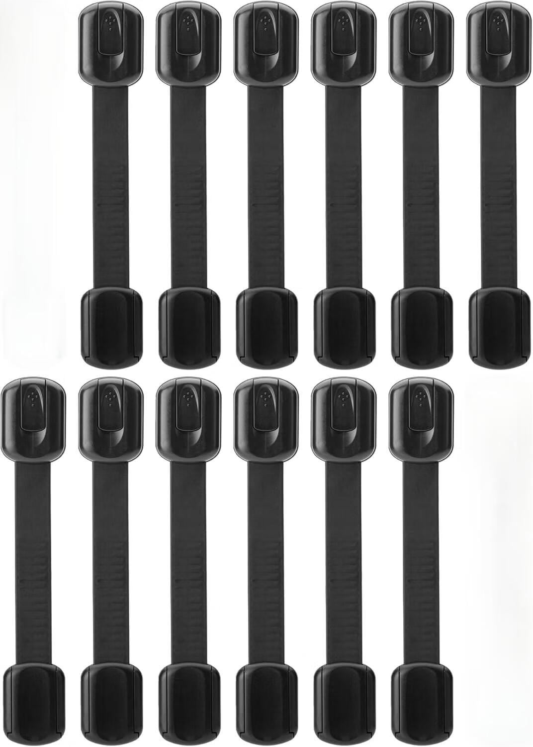Child Safety Strap Locks, 12 Pack, Black Baby Cabinet Locks, Toilet ...