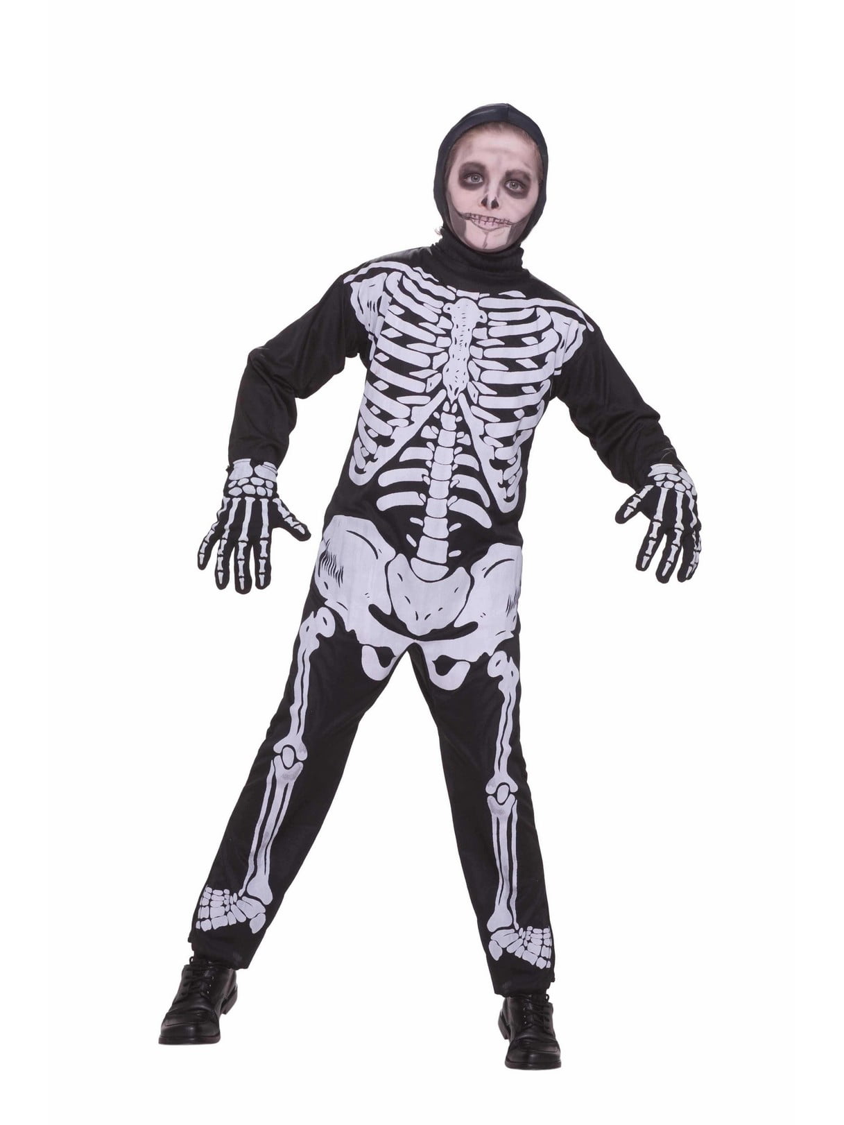 Walmart Boys Skeleton Costume for Halloween with Hood and Jumpsuit ...