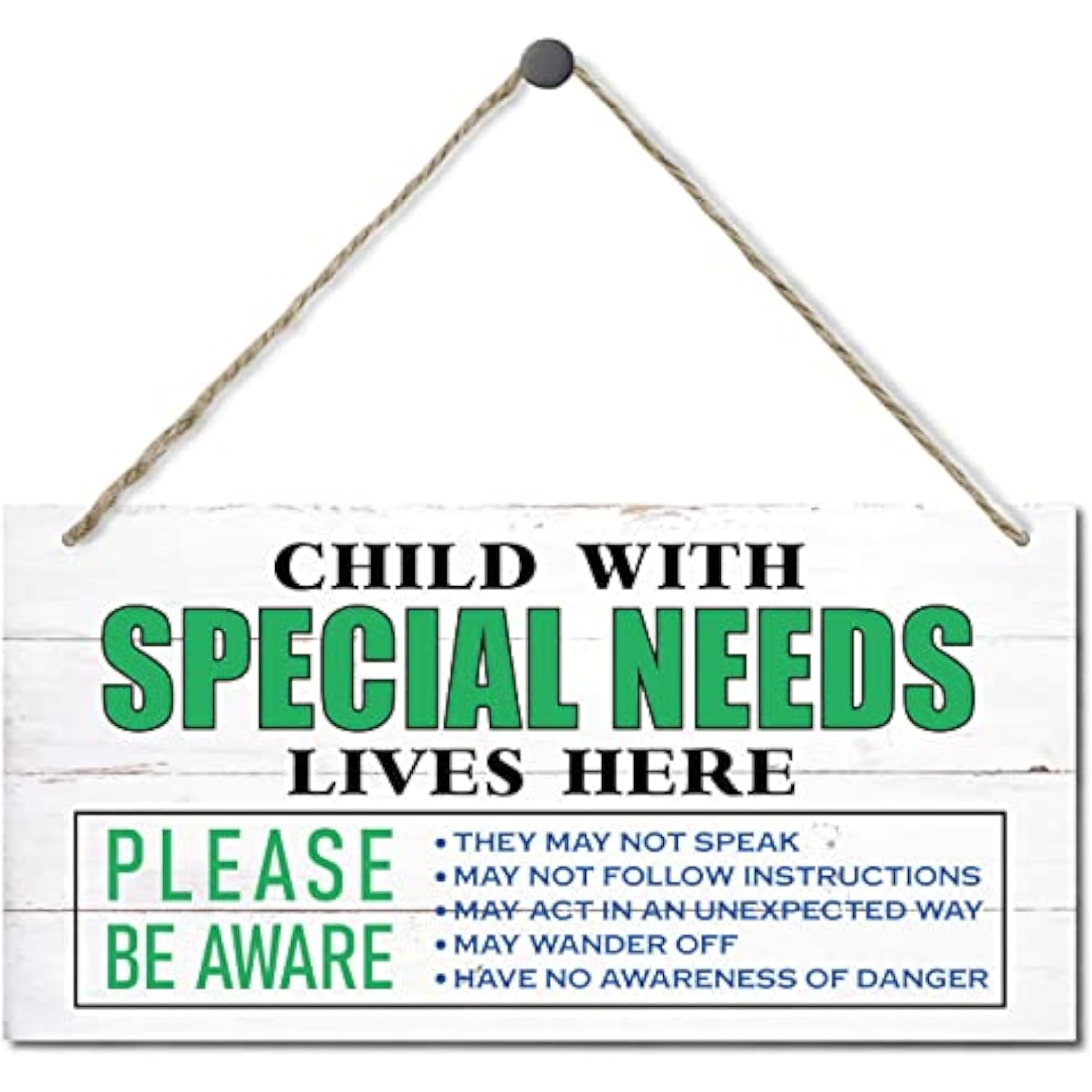 Child With Special Needs Lives Here Sign, Hanging Wood Sign Home ...
