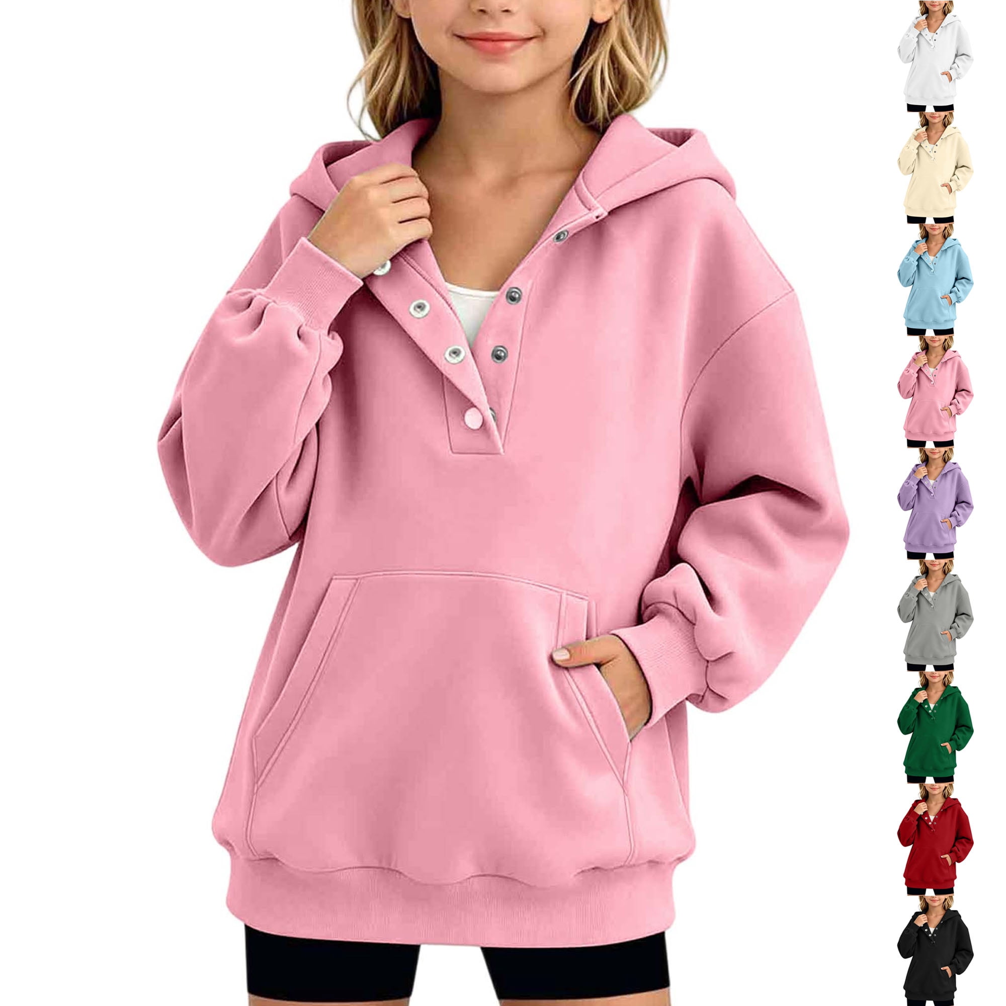 Child Sweatshirt Dqueduo Kids' Fashion Solid Color Long Sleeve Snap ...