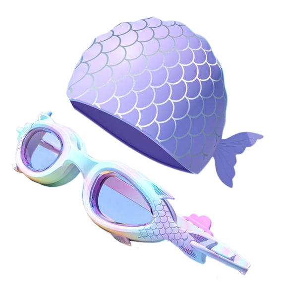 Child Swimming Goggles Swimming Caps Set for Child, Frog Resistant Swim ...