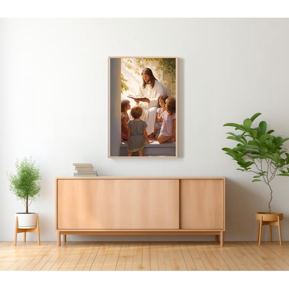 Child Teaching Jesus Portrait Art Wall Art Stretched Canvas 16x20in ...