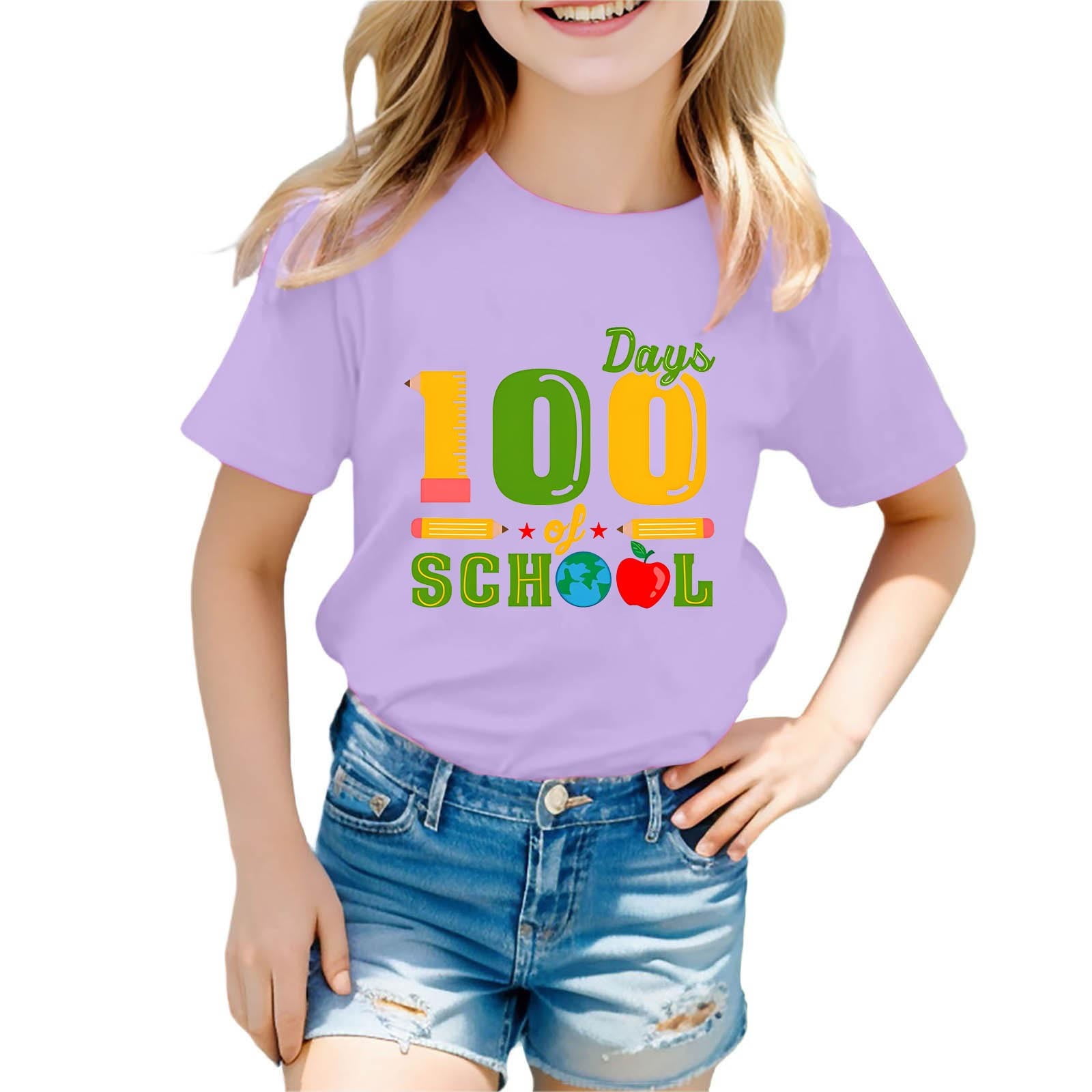 Child Tee Boys and Girls Summer 100 Days of School Short Sleeve T Shirt ...