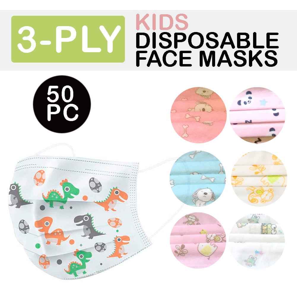 Child Toddler 20 Pk Protective Disposable Face Mask 3 Ply Ear Loop ...