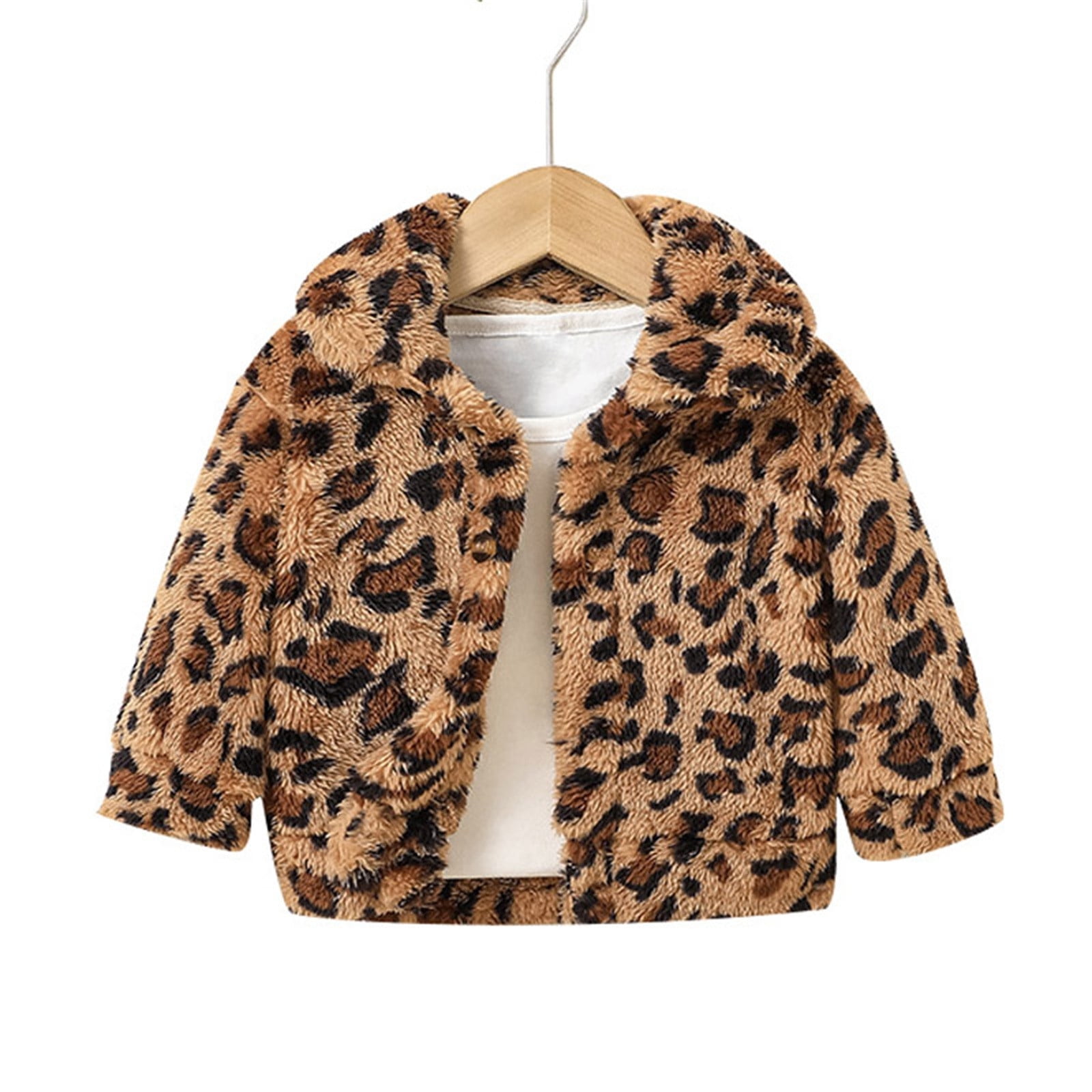 KTMKH Child Toddler Baby Boys Girls Long Sleeve Leopard Print Jacket Thick Coat Outer Outwear ...