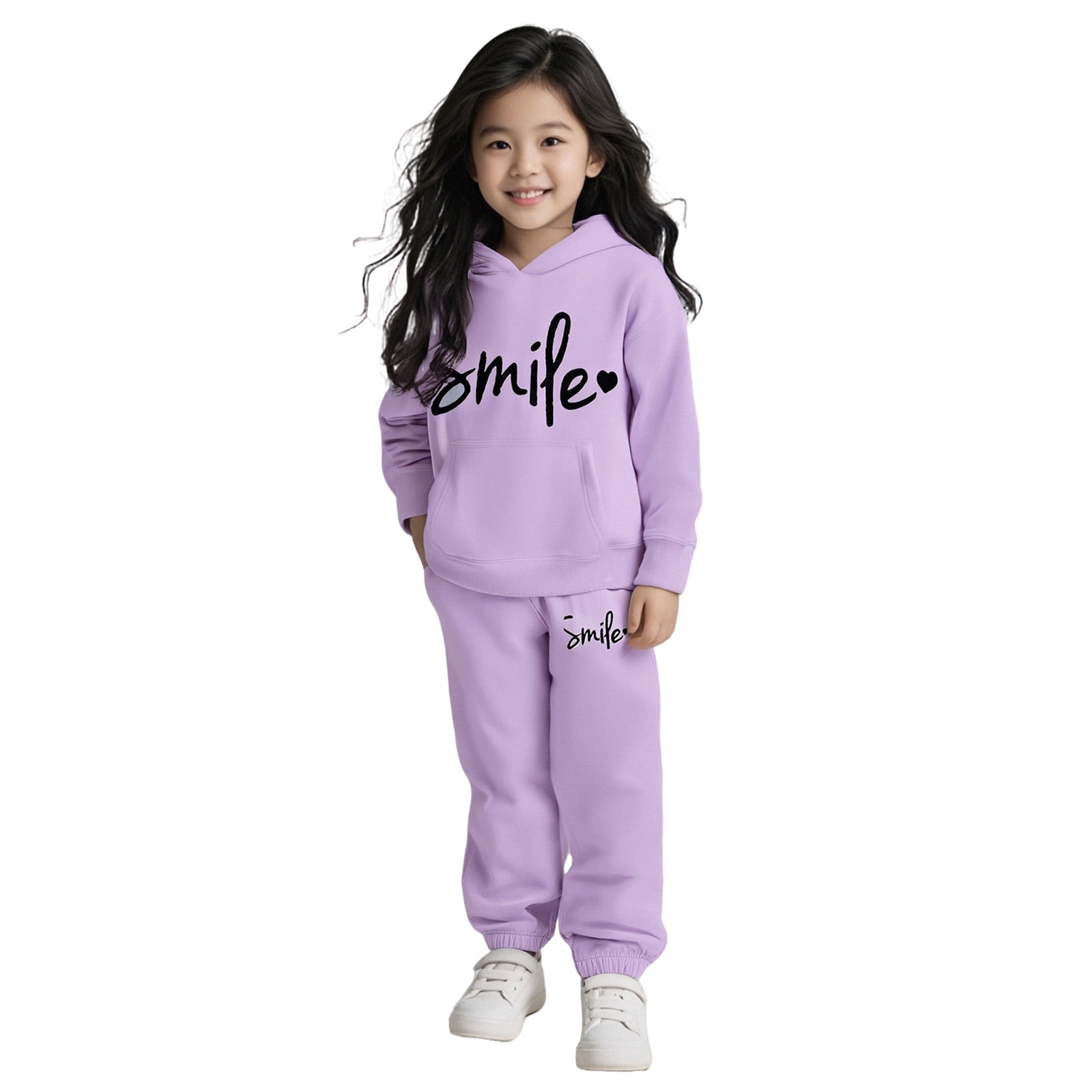 Child Tracksuit Athletic Sweatsuits Sets 2 Piece Long Sleeve Purple ...