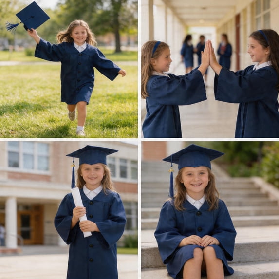 Child Unisex Navy Kindergarten Graduation Gown Cap Tassel Set ...