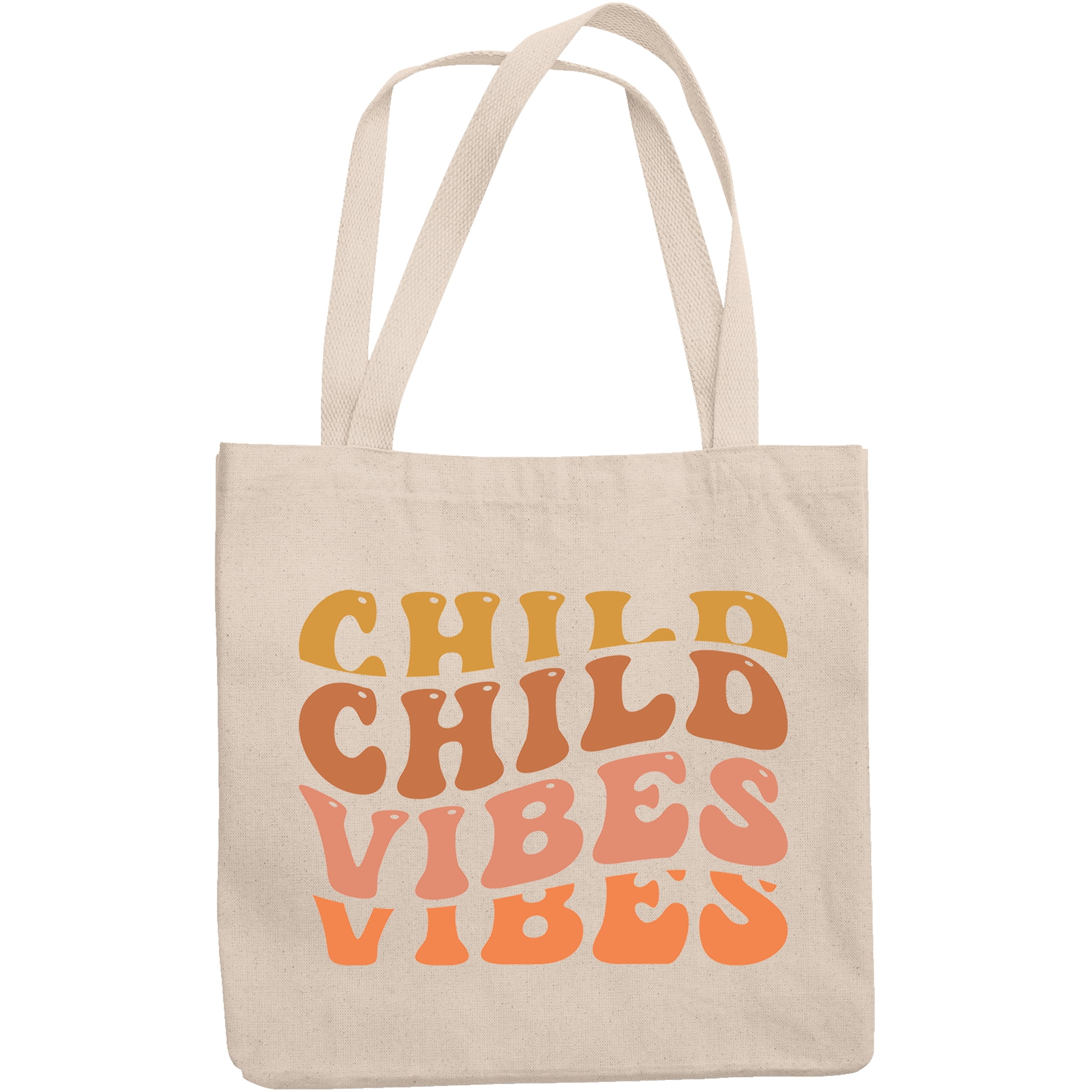 Child Vibes, Groovy Retro Wavy Text Merch Gift, 12oz Canvas Tote Bag ...