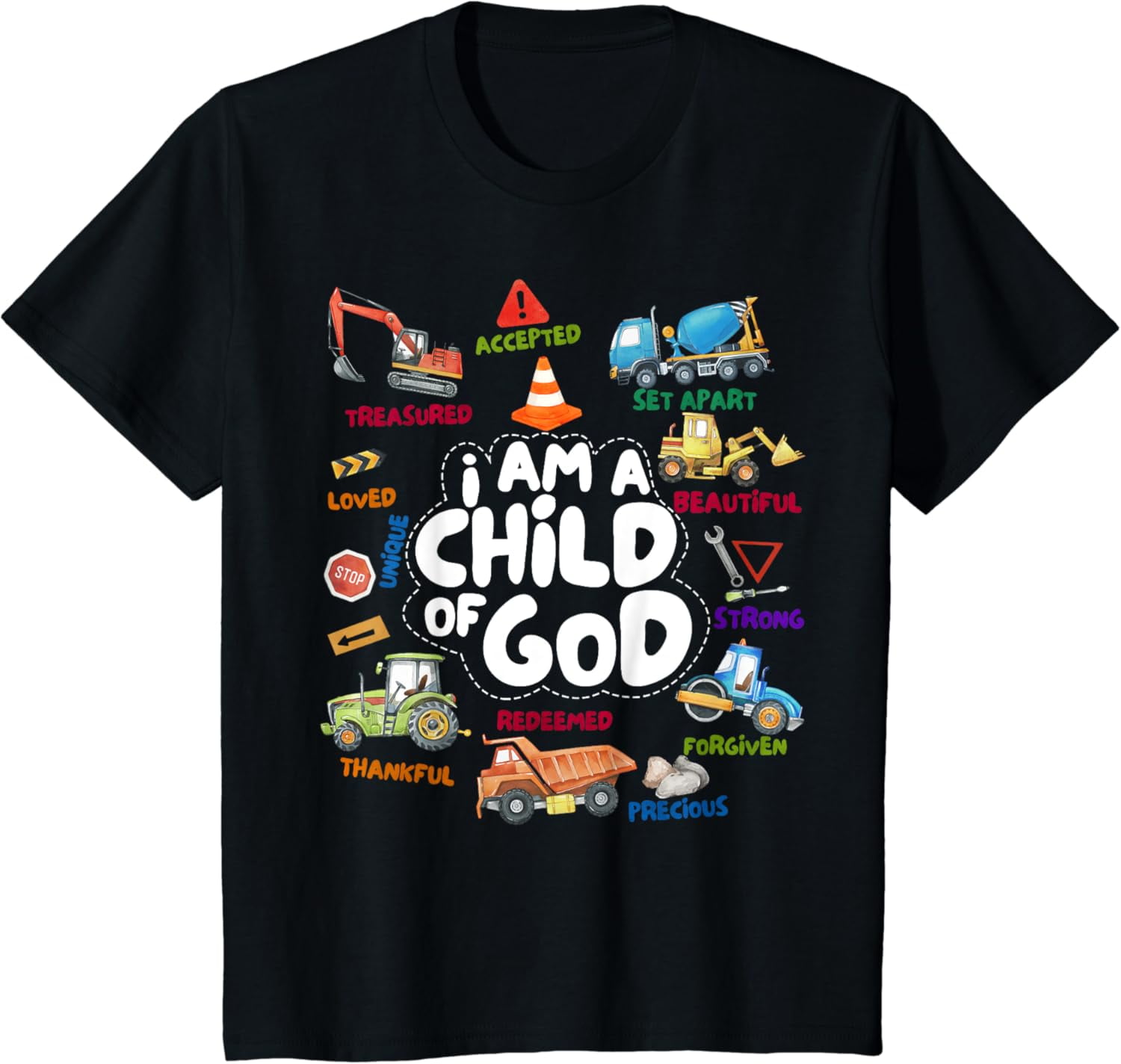 Child of God Construction Vehicle Christian Affirmation Boys T-Shirt ...