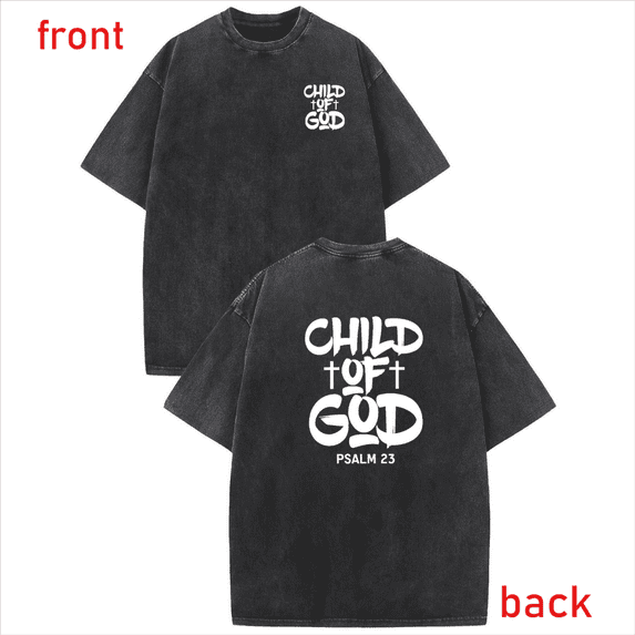 Child of God Psalm 23 Christian Faith Print Tshirt Graphic Tees Black ...