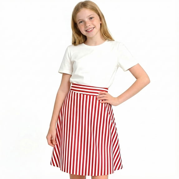 Child's 50s Vintage Carnival Stripe Skirt - High Waist Flared Midi ...